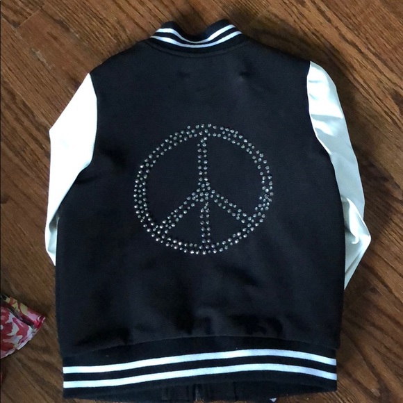 Hannah Banana | Jackets & Coats | Peace Sign Studded Bomber Jacket ...